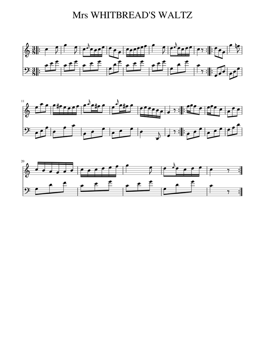 Mrs WHITBREAD'S WALTZ Sheet music for Piano (Piano Duo) | Musescore.com