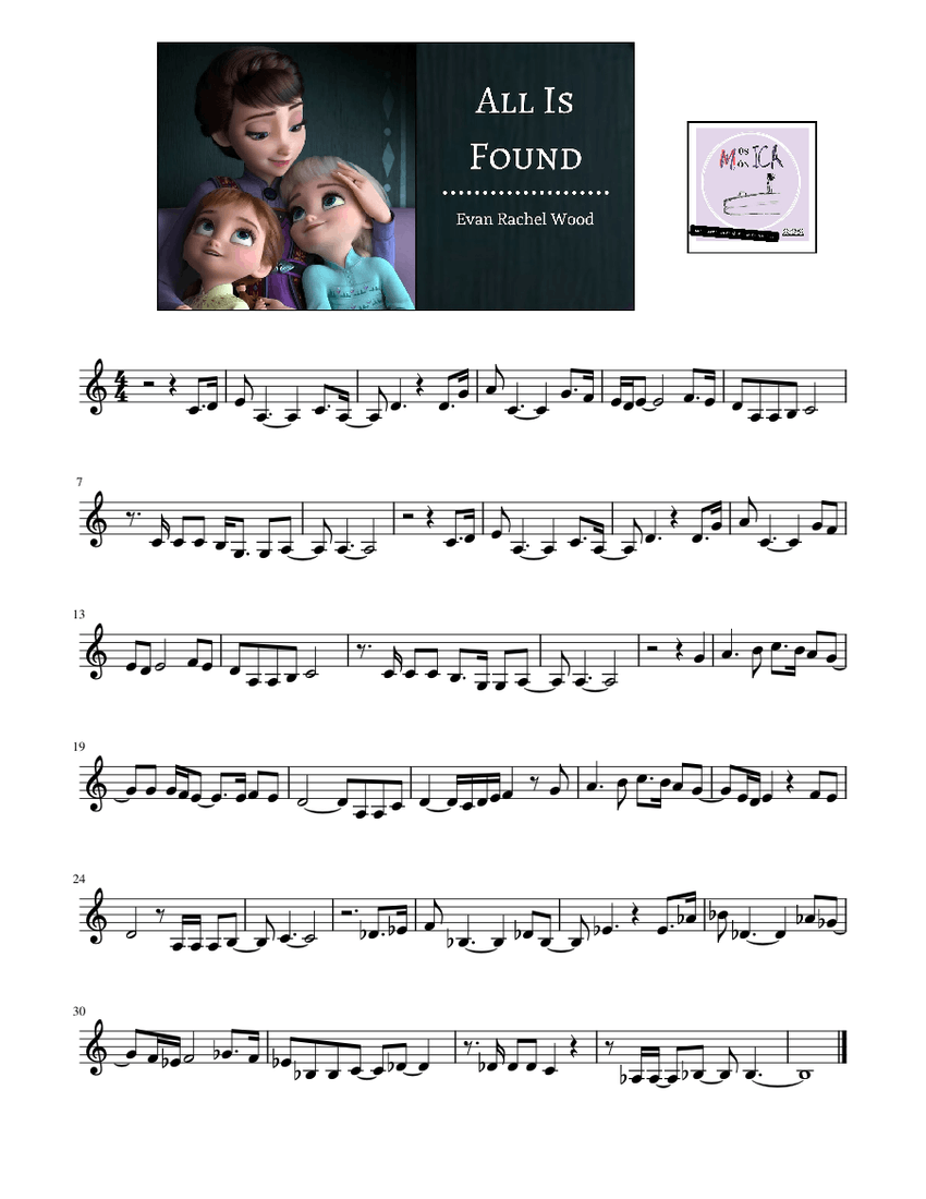 All is found (Frozen 2) – Evan Rachel Wood Sheet music for Piano (Solo ...