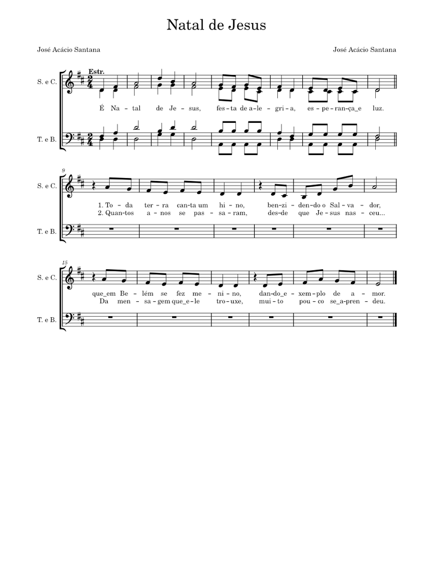 Natal de Jesus – José Acácio Santana Sheet music for Soprano, Tenor ...