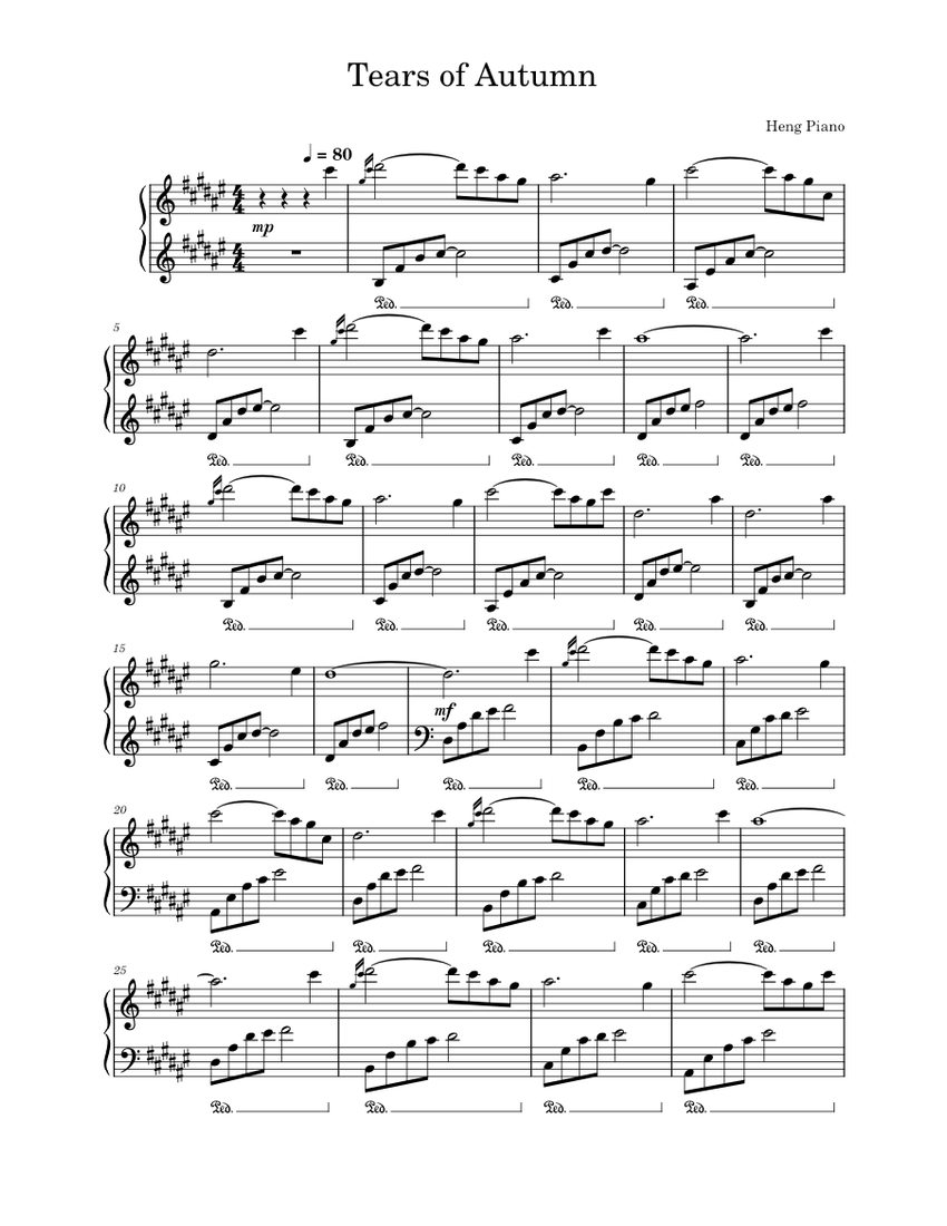 Tears_of_Autumn Sheet music for Piano (Solo) Easy | Musescore.com