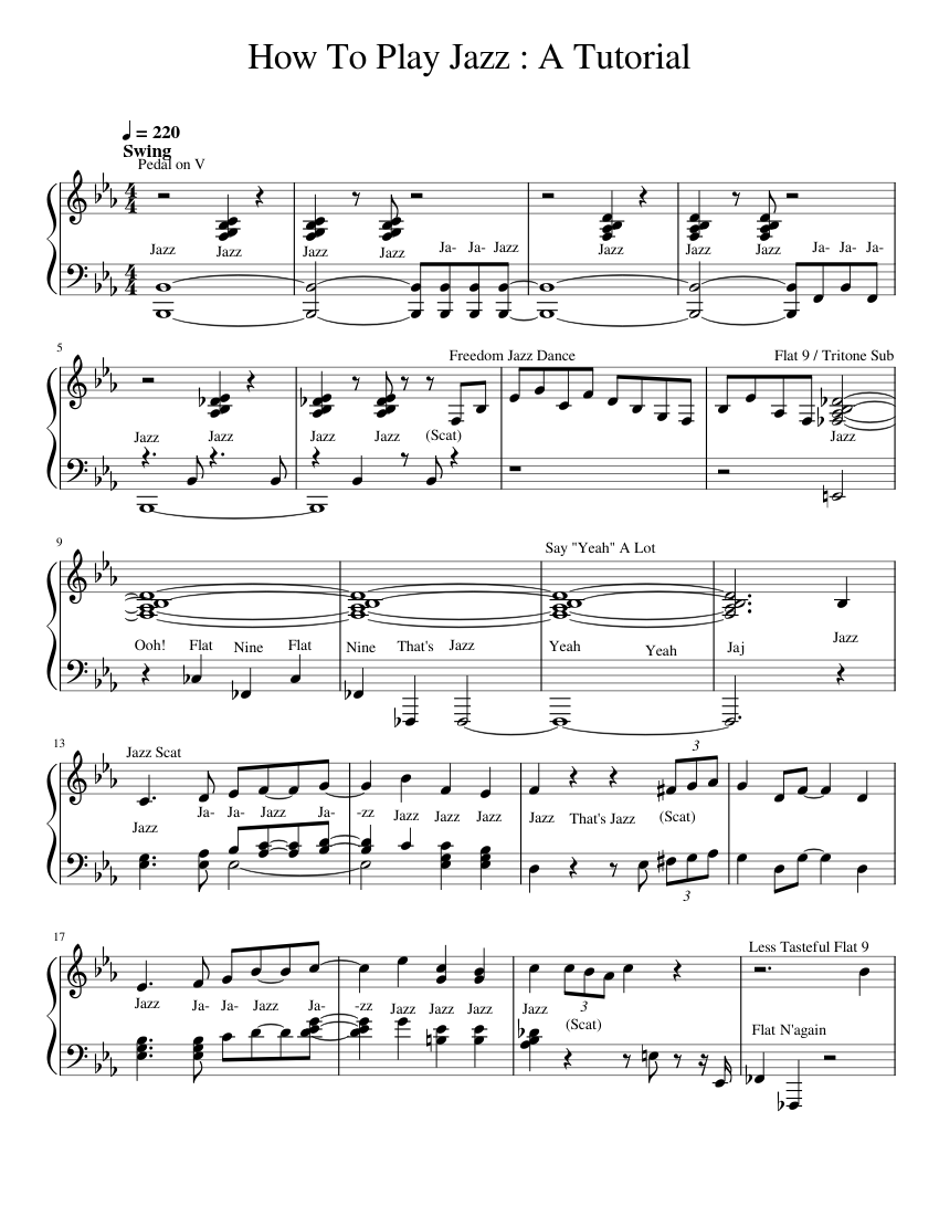 How to Play: Jazz A Tutorial Sheet Music for Piano (Solo) | MuseScore.com