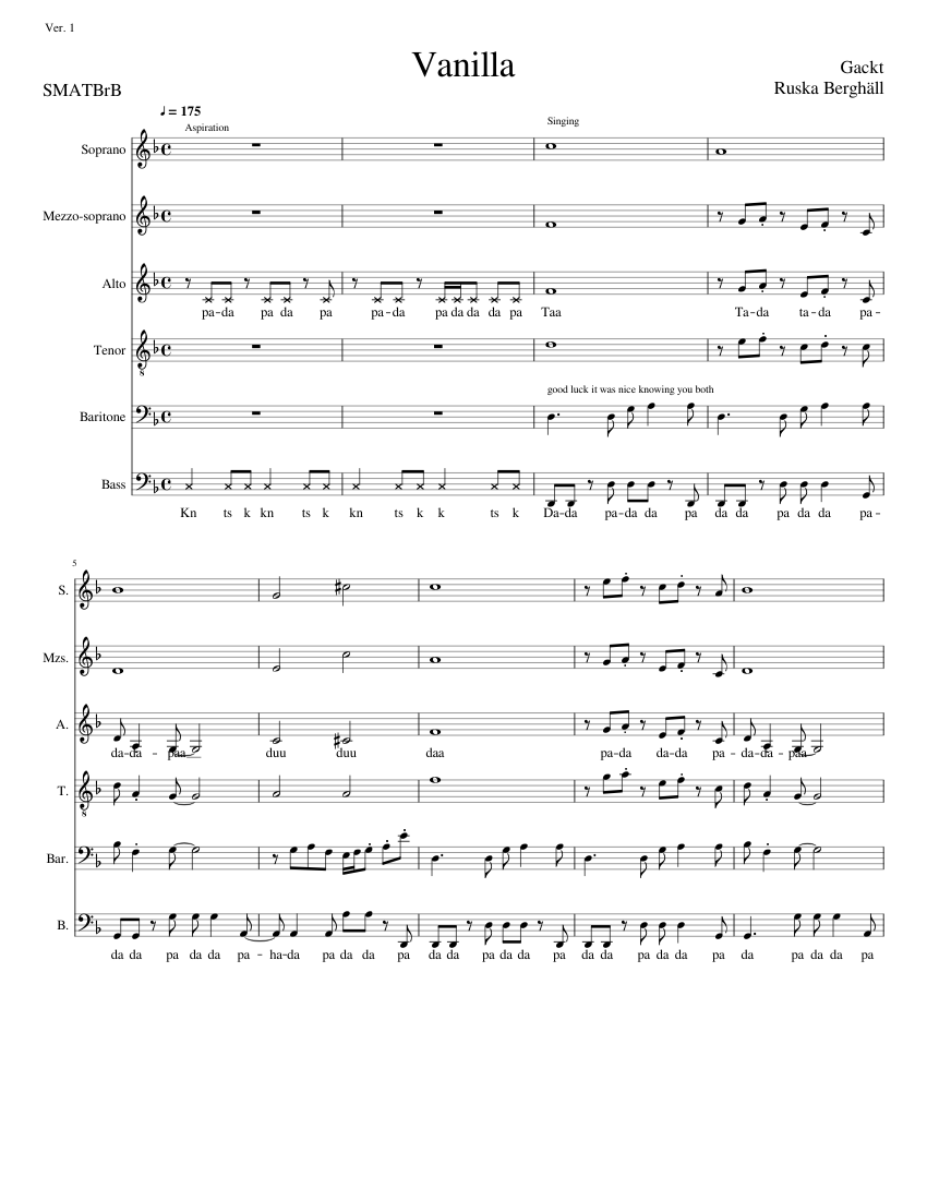 Vanilla Sheet music for Soprano, Alto, Tenor, Bass voice & more ...