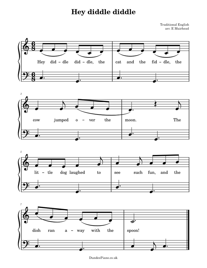 Hey Diddle Diddle – Misc Traditional Sheet music for Piano (Solo ...