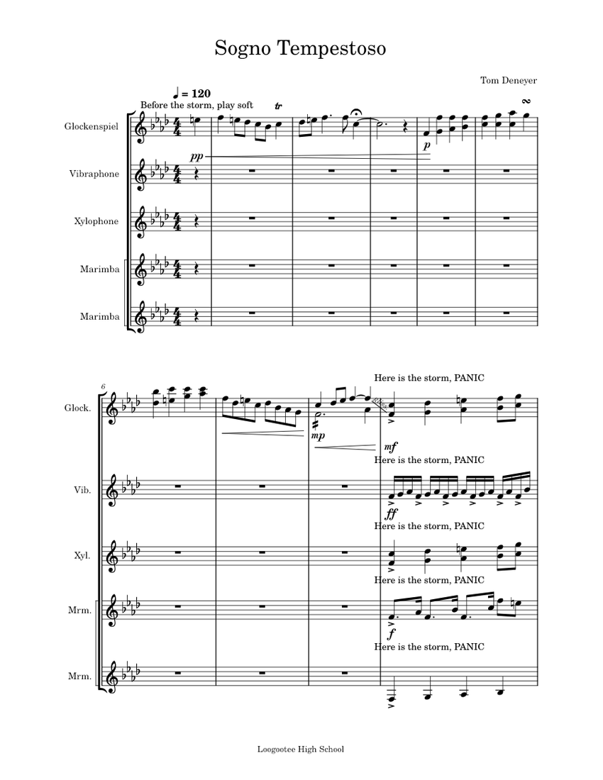 Sogno Tempestoso LHS Sheet music for Vibraphone, Glockenspiel, Marimba, Xylophone (Percussion ...
