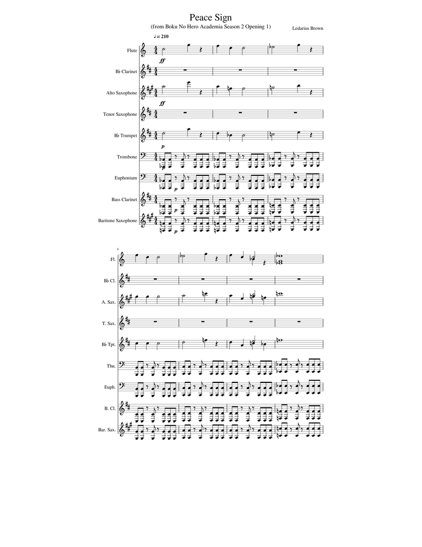 Peace sign for marching band Sheet music for Trombone, Flute, Clarinet ...