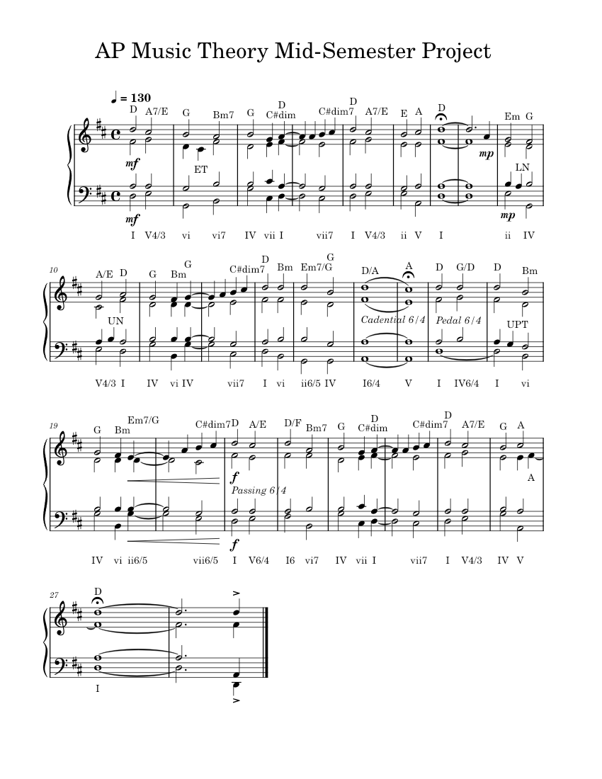AP Music Theory Mid-Semester Project Sheet music for Piano (Solo ...