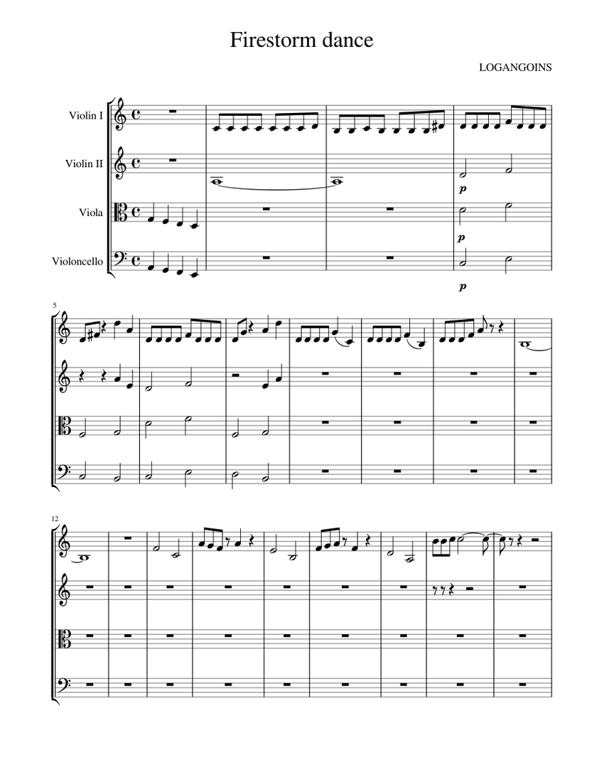 Firestorm dance Sheet music for Violin, Viola, Cello (String Quartet ...