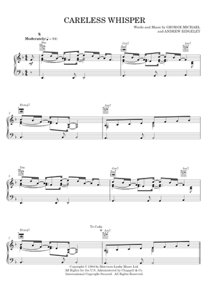 Careless Whisper Sheet Music George Michael Clarinet Solo Careless