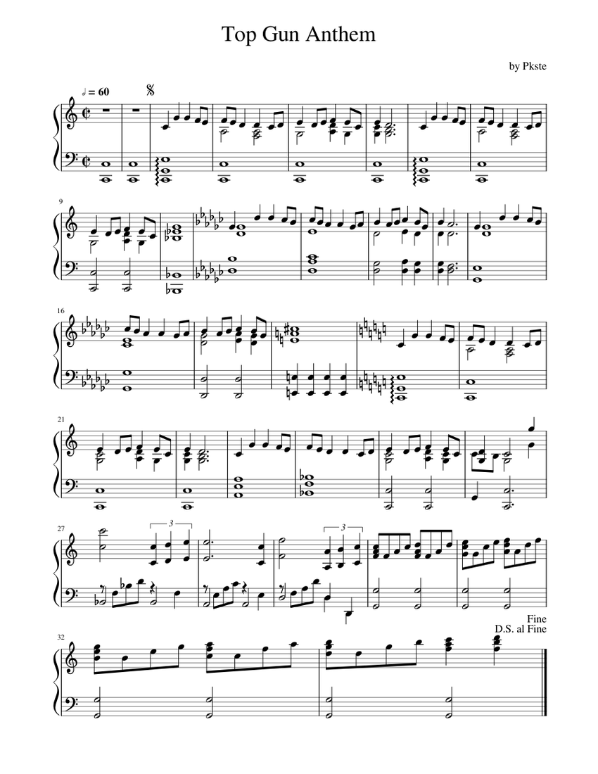 Top Gun Anthem Sheet Music for Piano (Solo) easy | MuseScore.com