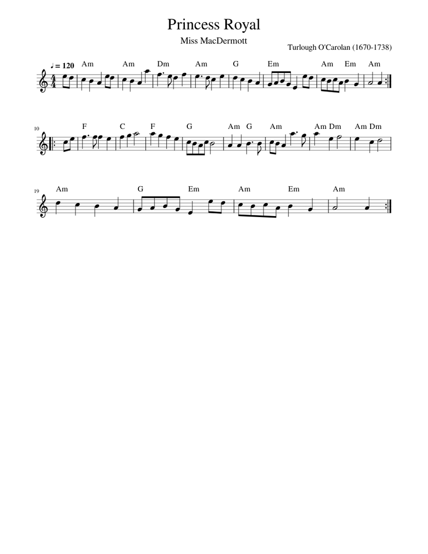 Princess Royal Sheet music for Piano (Solo) Easy | Musescore.com