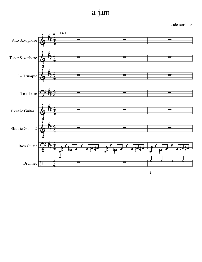 a jam Sheet music for Trombone, Saxophone alto, Saxophone tenor ...