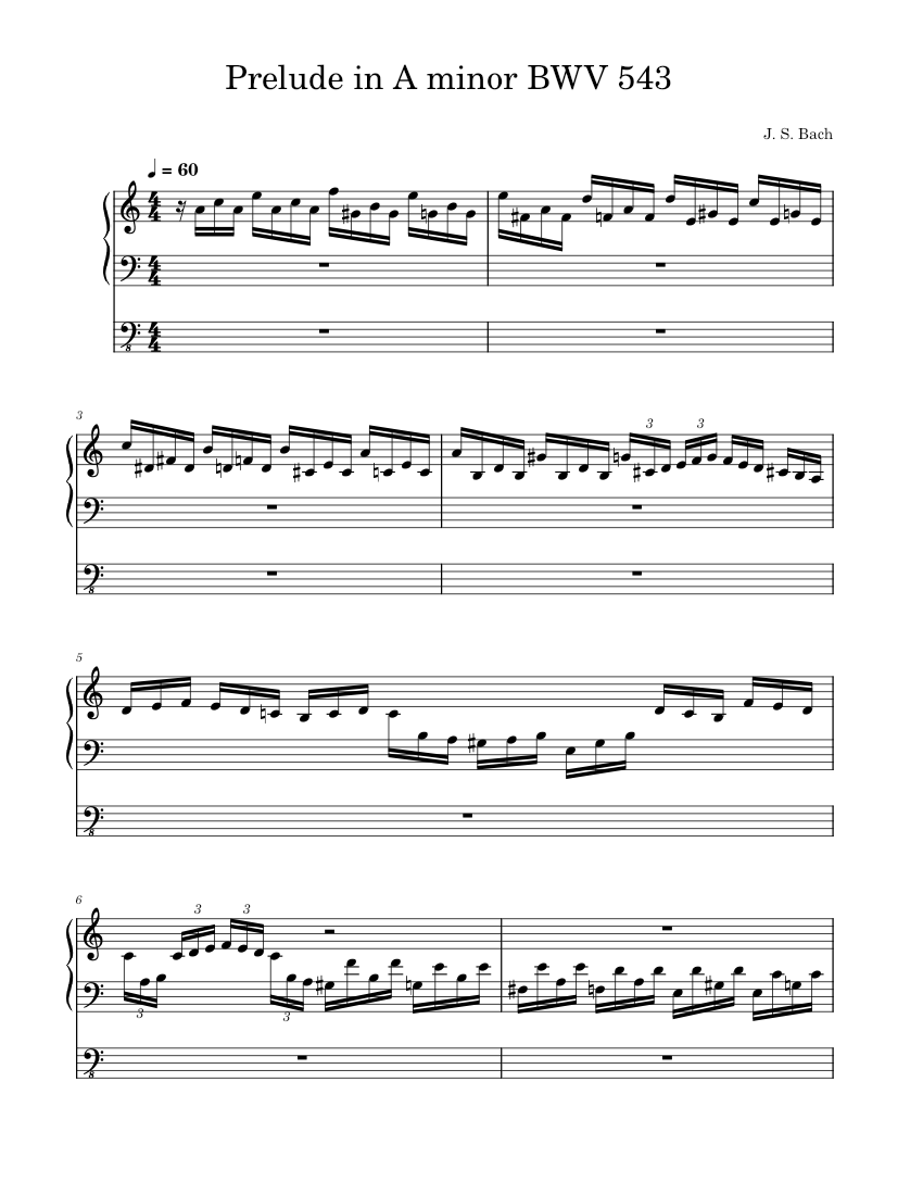 Prelude and Fugue in A minor, BWV 543 – Johann Sebastian Bach Sheet ...