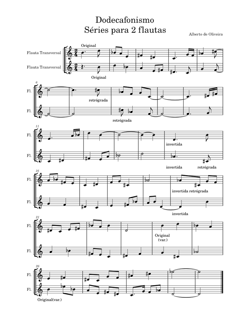Dodecafonismo Sheet music for Flute (Woodwind Duet) | Musescore.com