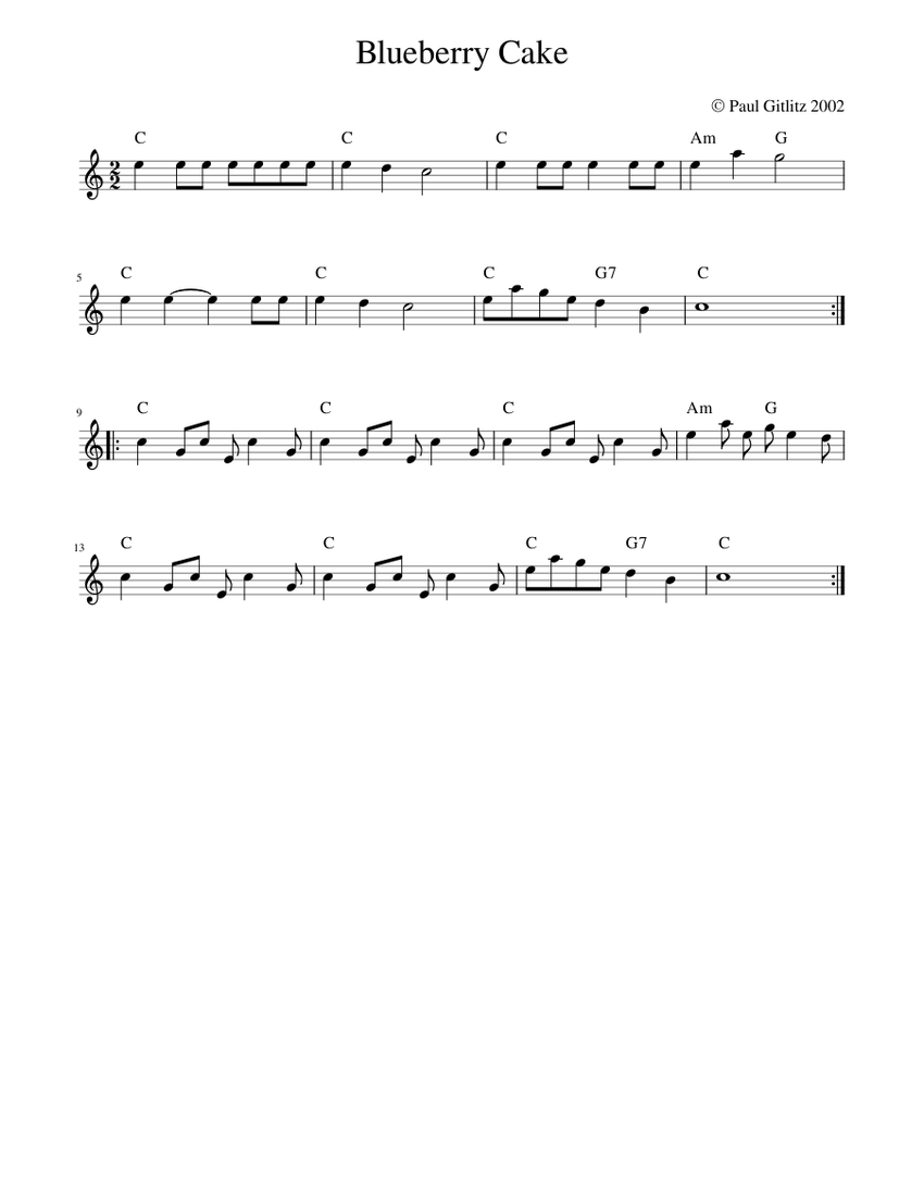 Paul Gitlitz - Blueberry Cake Sheet music for Piano (Solo) | Musescore.com