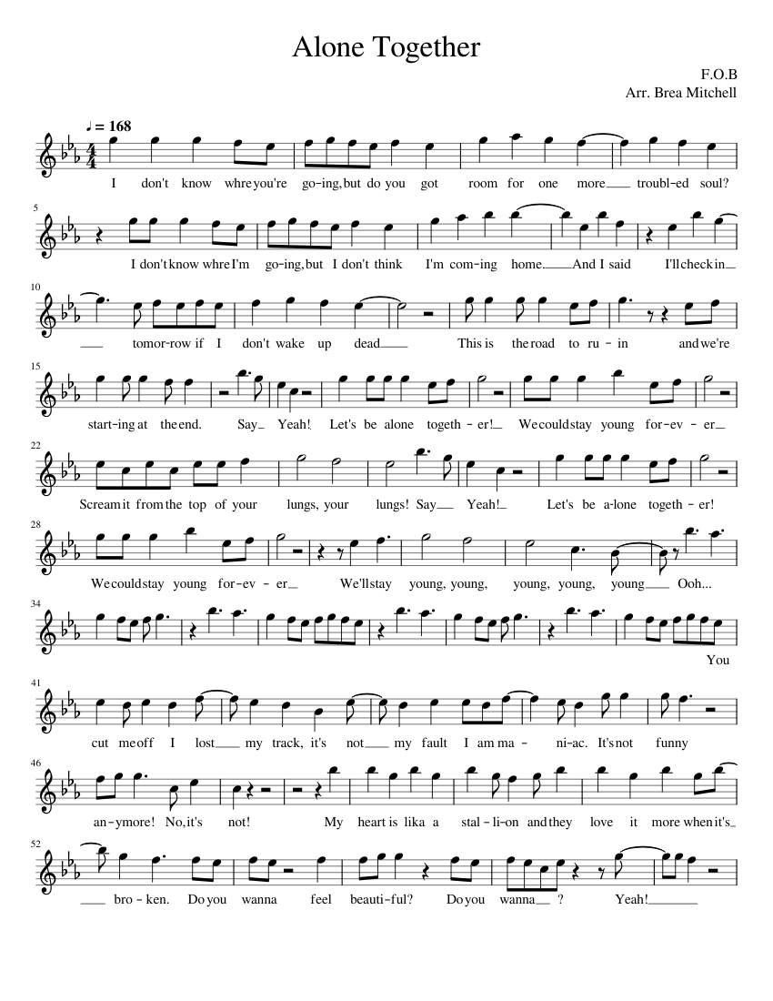 Alone Together Sheet music for Flute (Solo) | Musescore.com