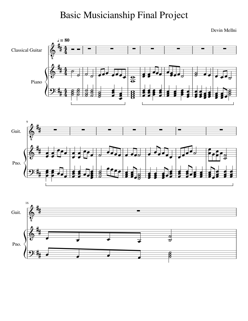 Basic Musicianship Final Sheet music for Piano, Guitar (Mixed Duet ...