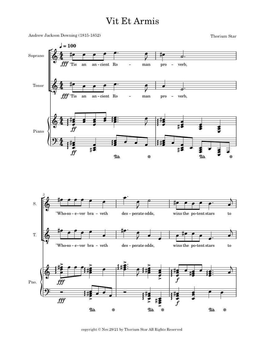 Vit Et Armis Sheet Music for Piano, Soprano, Tenor (Mixed Trio ...