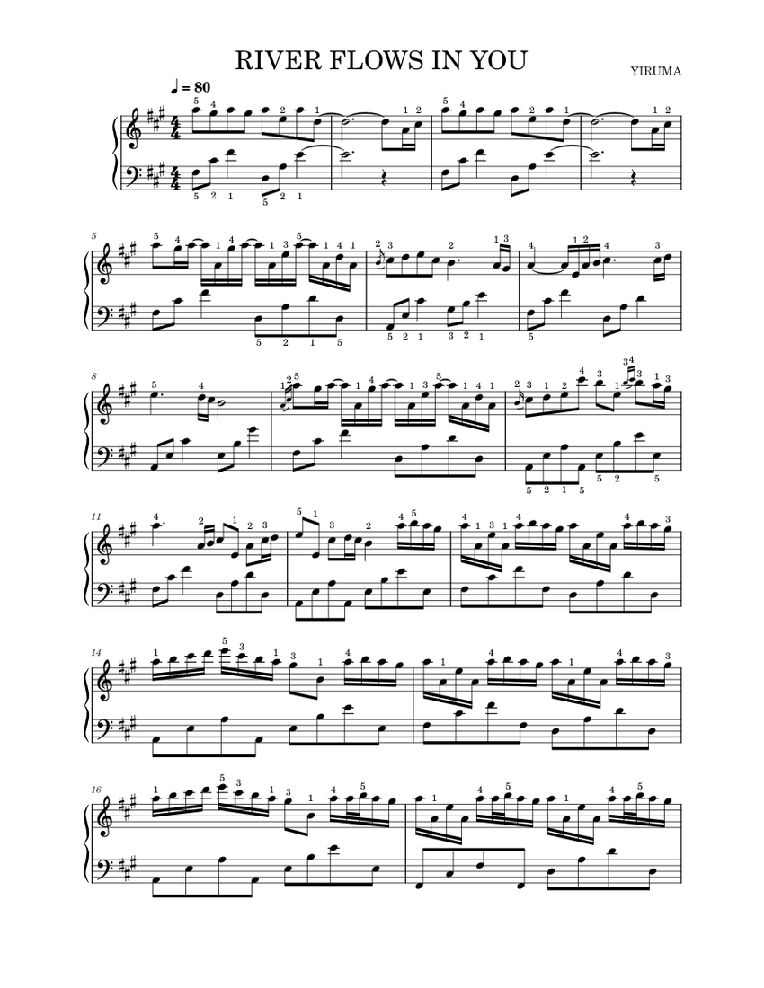 River Flows In You Sheet Music Piano