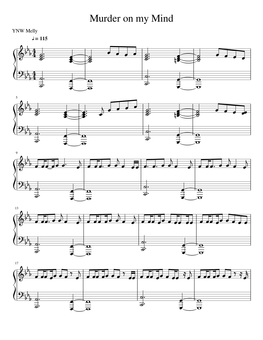 Murder on my Mind Sheet Music for Piano (Solo) easy | MuseScore.com