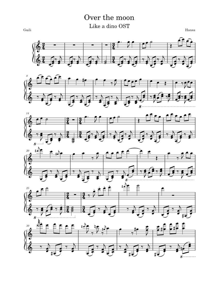Over the Moon - Like a Dino Sheet music for Piano (Solo) | Musescore.com