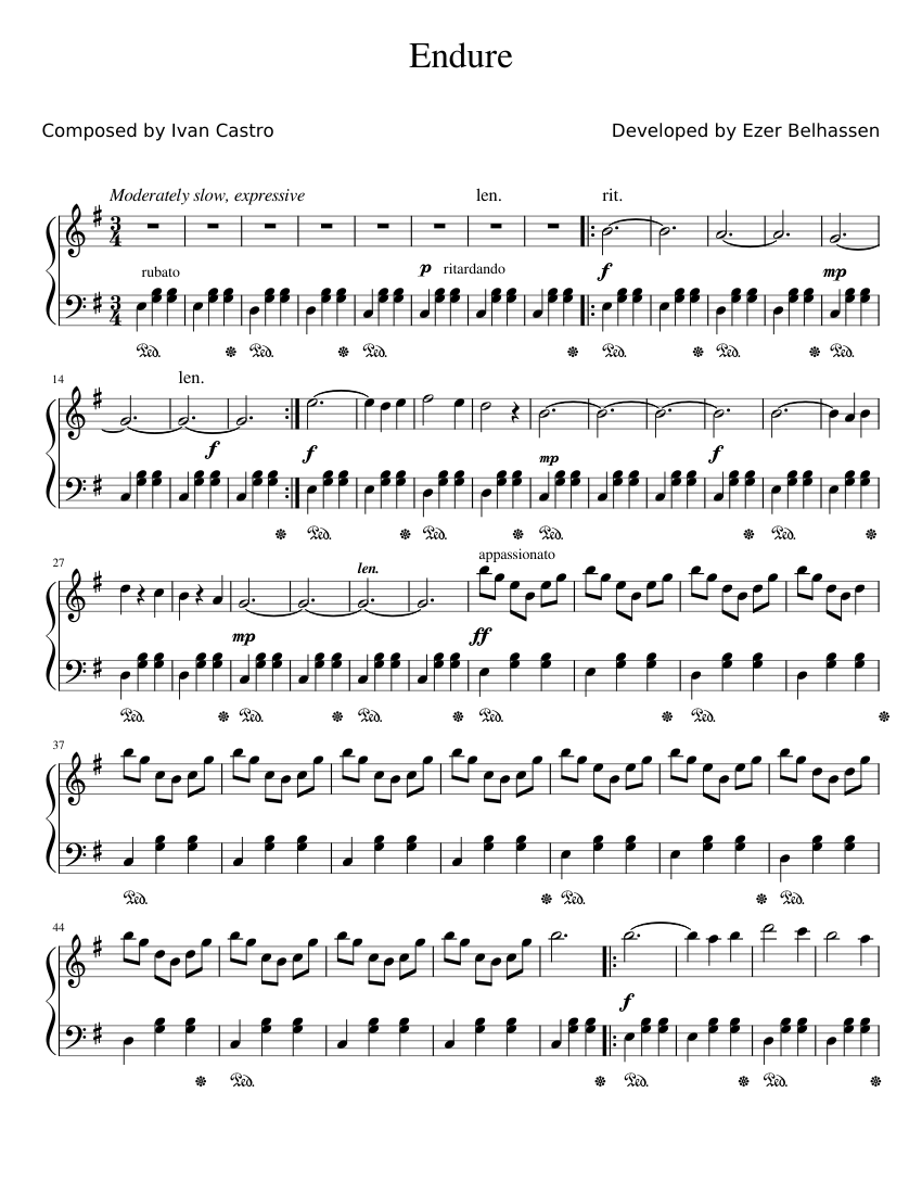 Endure Sheet music for Piano (Solo) Easy | Musescore.com