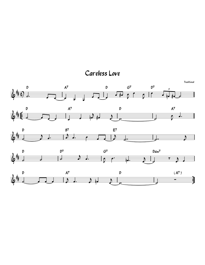 Careless Love – Misc Traditional Sheet music for Piano (Solo) Easy ...