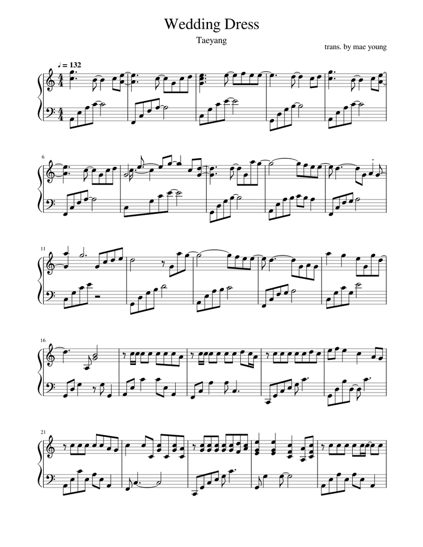 Wedding Dress Sheet Music for Piano (Solo) | MuseScore.com