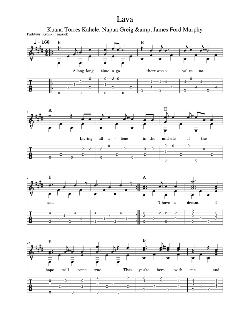Kuana Torres Kahele - Lava - guitar TAB Sheet Music with Chords for ...
