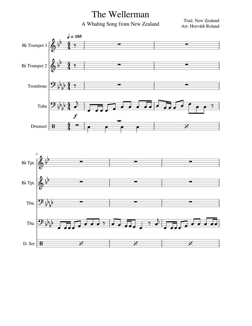 The Wellerman Sheet music for Trombone, Tuba, Trumpet in b-flat, Drum ...