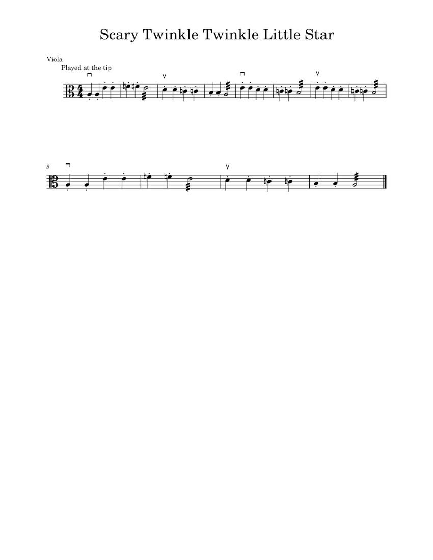 Scary Twinkle Twinkle Little Star Sheet Music for Viola (Solo ...
