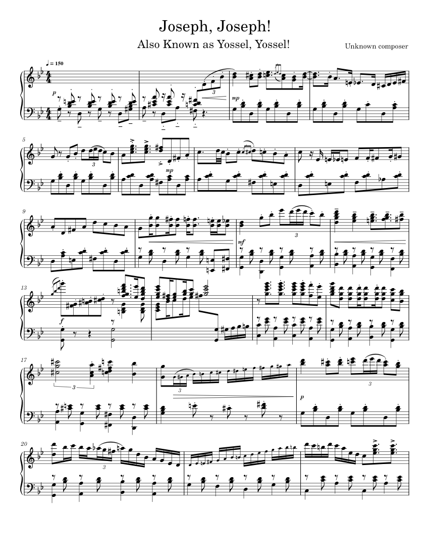 Joseph Joseph Sheet Music for Piano (Solo) | MuseScore.com