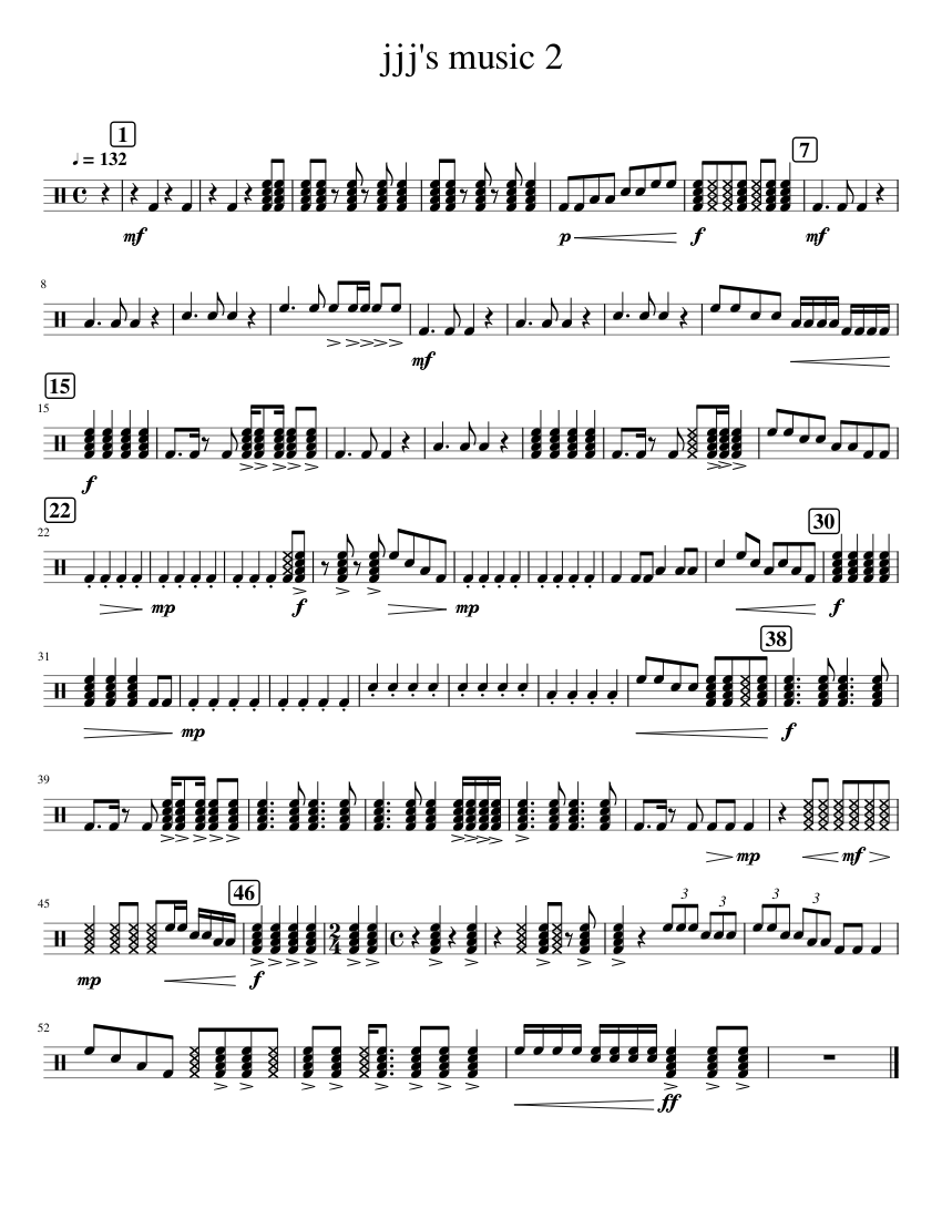 jjj's_music_2 Sheet Music for Bass drum (Solo) | MuseScore.com