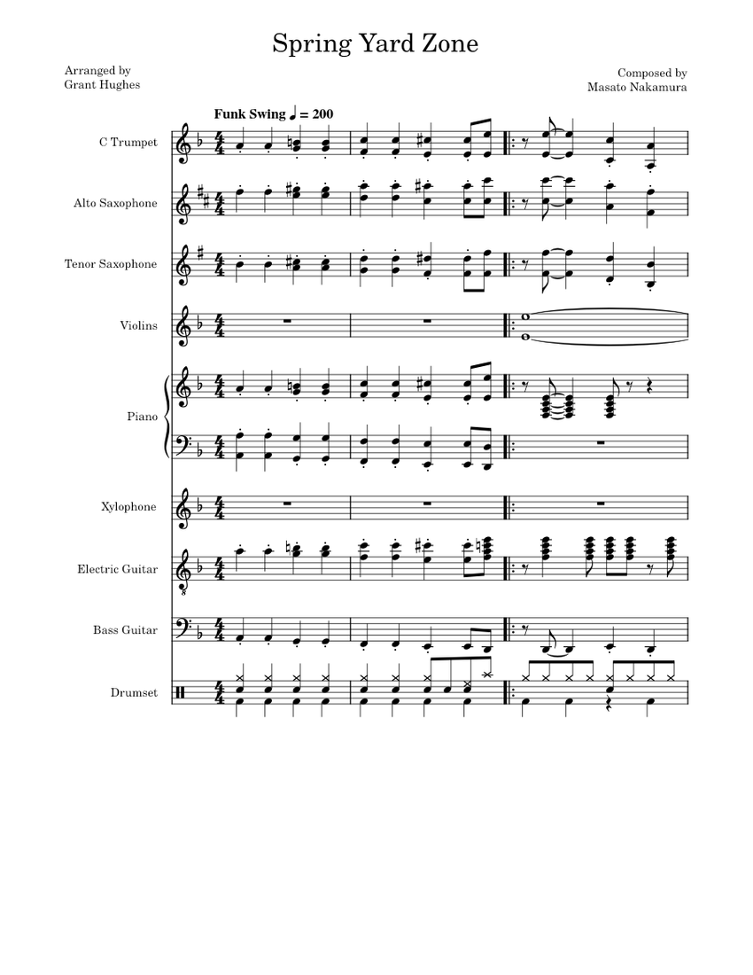 Spring Yard Zone Sheet Music for Piano, Saxophone alto, Saxophone tenor ...