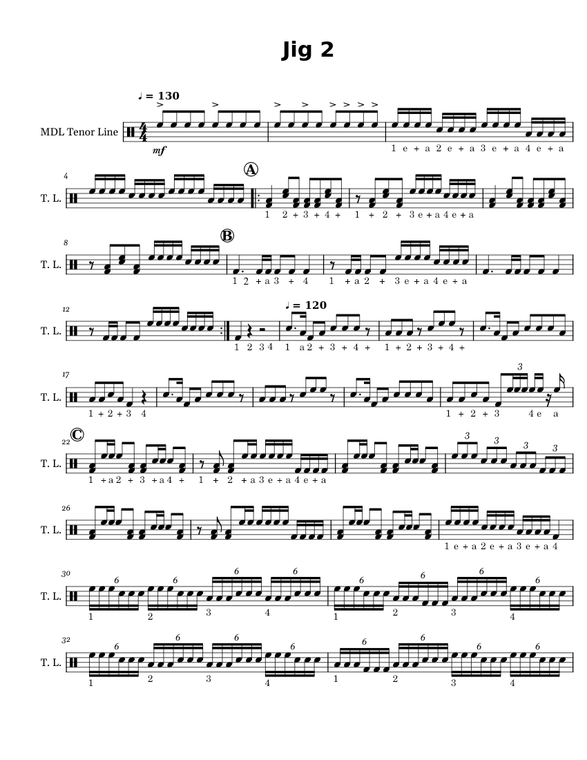 CDA Jig 2 Tenor Sheet music for Tenor drum (Solo) | Musescore.com