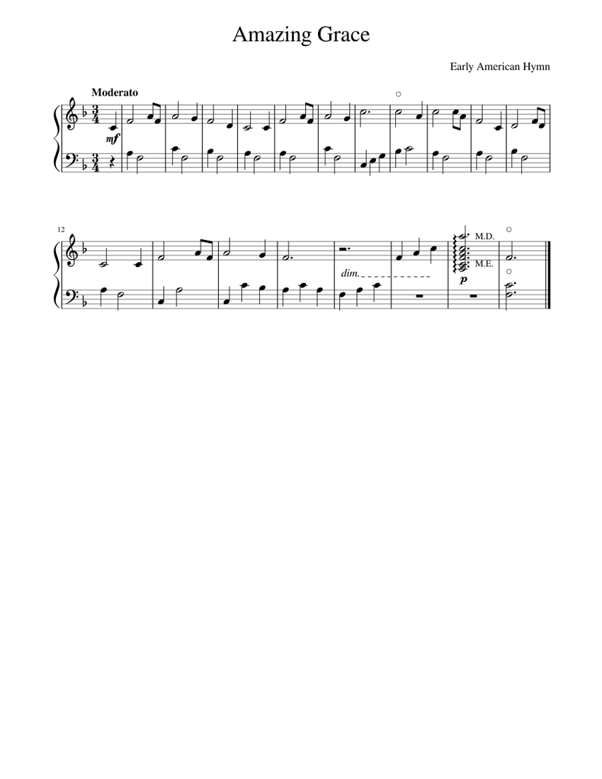 Amazing Grace Sheet Music for Harp (Solo) | MuseScore.com