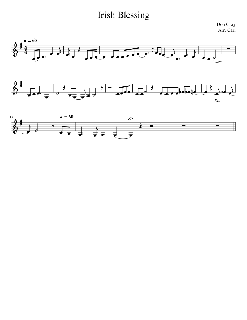 Irish Blessing Sheet music for Clarinet in b-flat (Solo) | Musescore.com