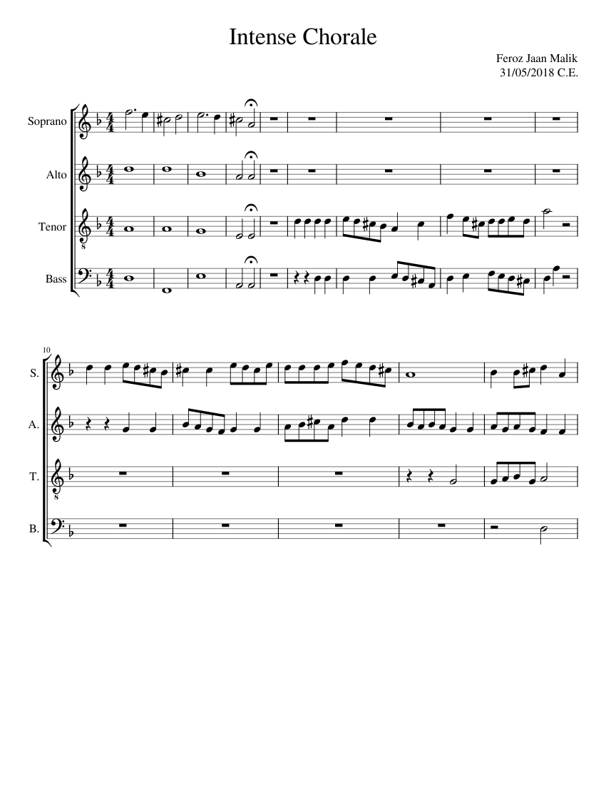 Intense Chorale Sheet music for Soprano, Alto, Tenor, Bass voice ...