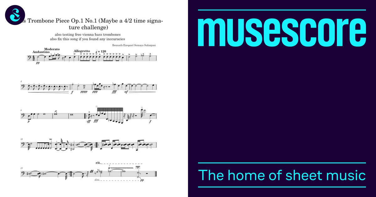 Bass Trombone Piece Op.1 No.1 – Bennath Ezequiel Sheet Music for ...