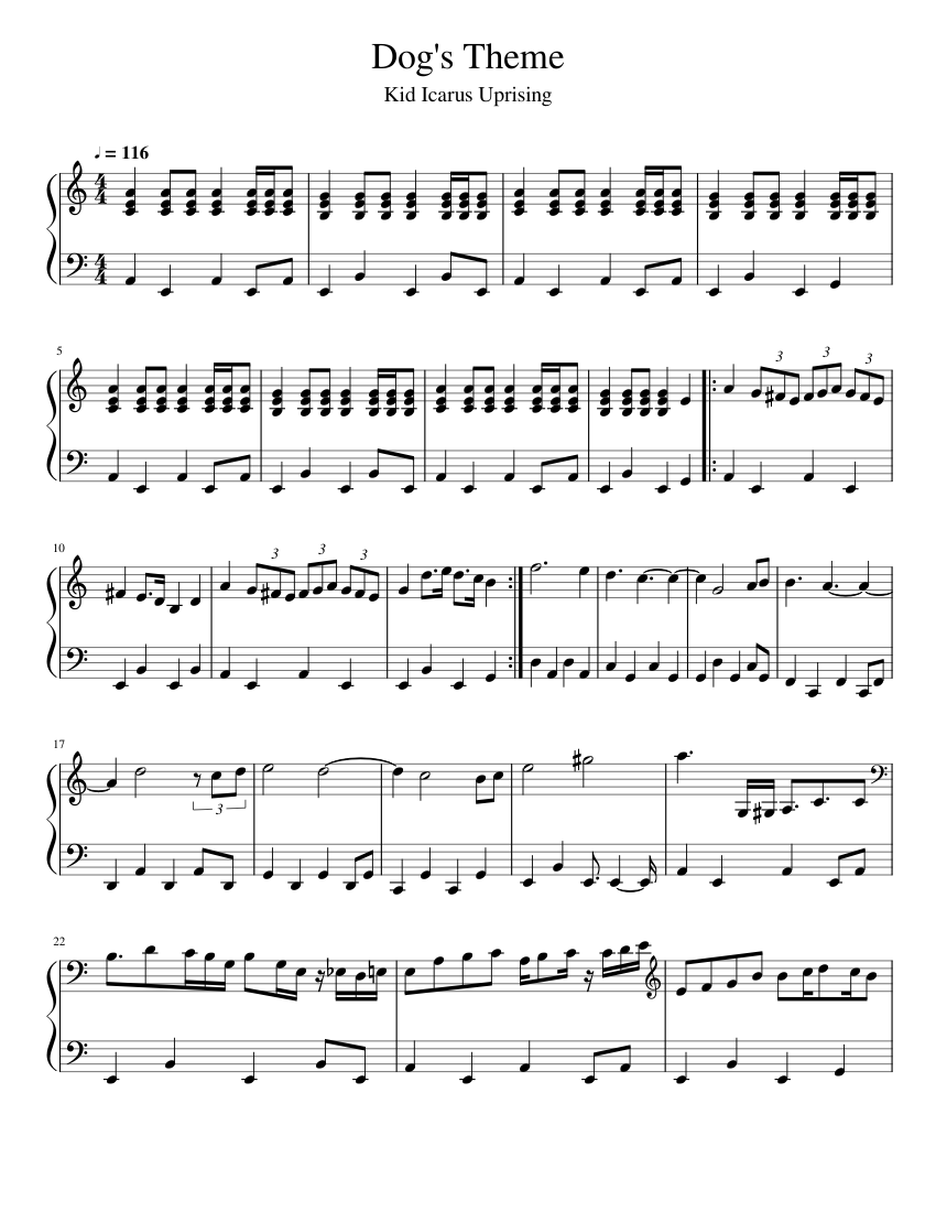 Dog's Theme Sheet Music for Piano (Solo) | MuseScore.com