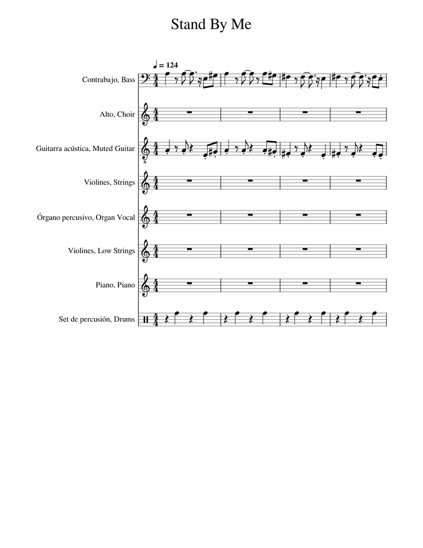 Stand By Me (Karaoke) Sheet Music for Piano, Alto, Organ, Contrabass ...
