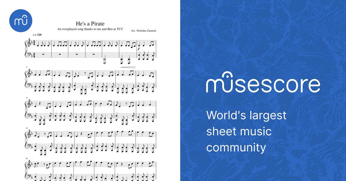 He's a Pirate (Intermediate) Sheet Music for Piano (Solo) | MuseScore.com