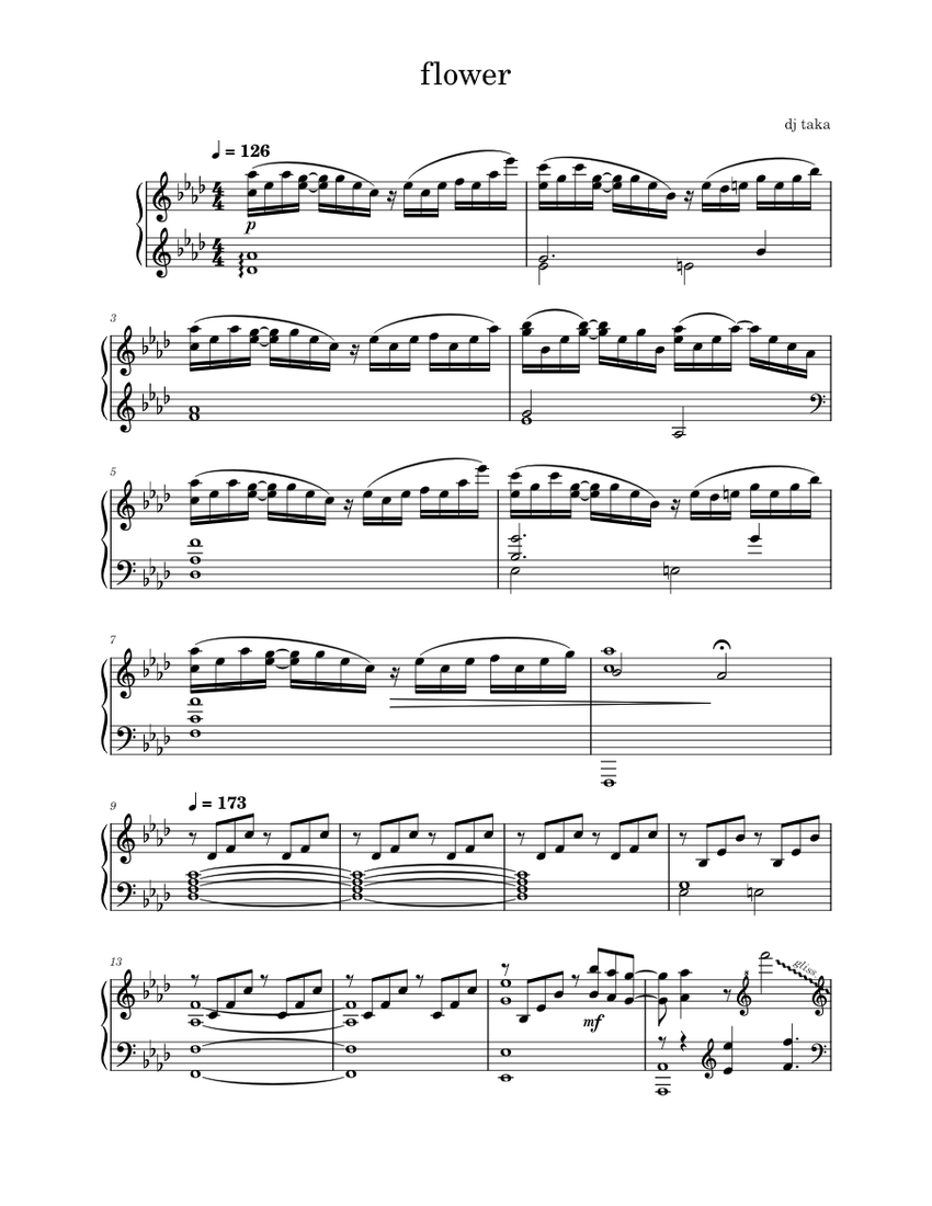 Flower dj youshitaka flower Sheet Music for Piano (Solo) | MuseScore.com