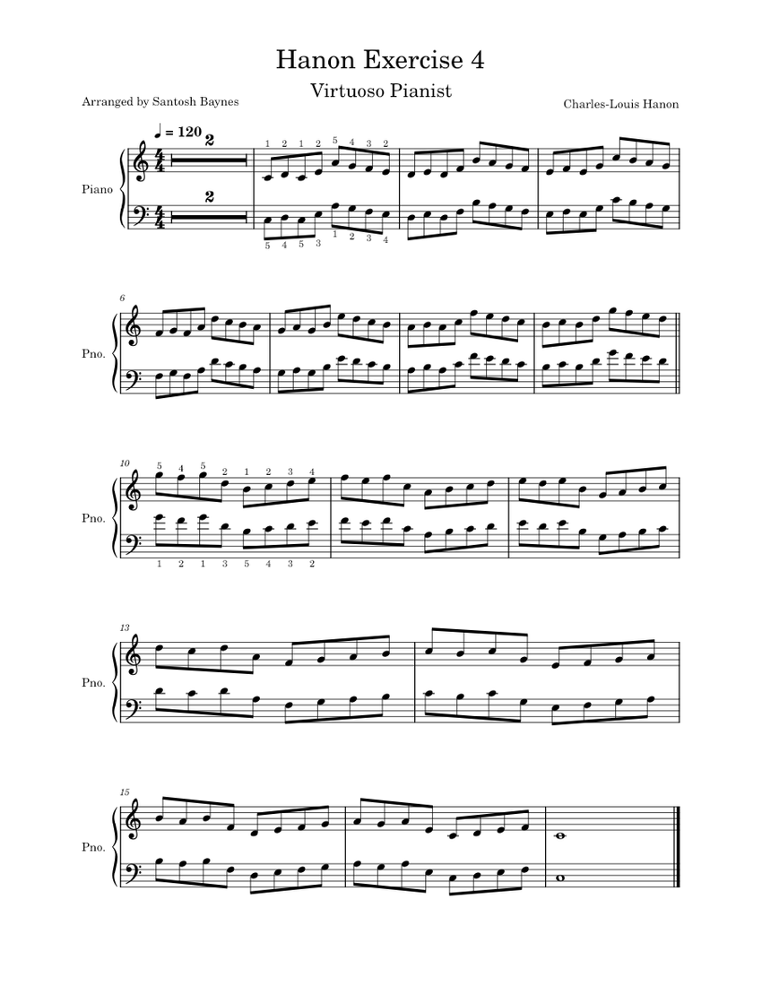 The Virtuoso Pianist – Hanon, Charles-Louis - Exercise 4 Sheet music for Piano (Solo ...