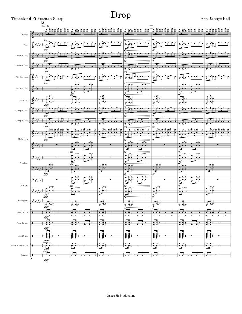 Drop- Timbaland & Magoo Ft. Fatman Scoop Sheet music for Trombone, Tuba ...