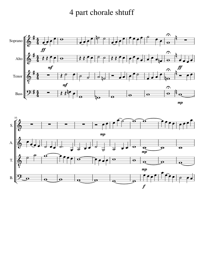 4 part chorale reupload Sheet music for Soprano, Alto, Tenor, Bass ...