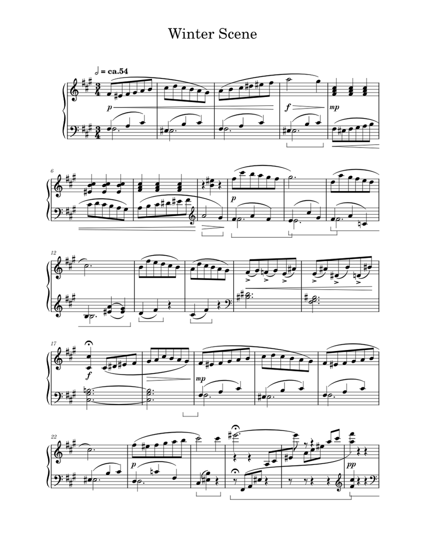 Winter Scene Sheet Music for Piano (Solo) Easy | MuseScore.com