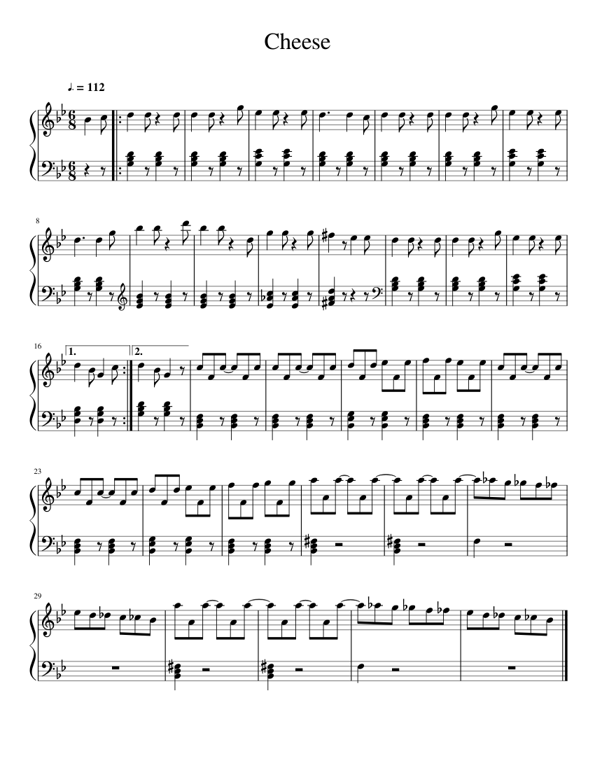 Cheese Sheet Music for Piano (Solo) easy | MuseScore.com