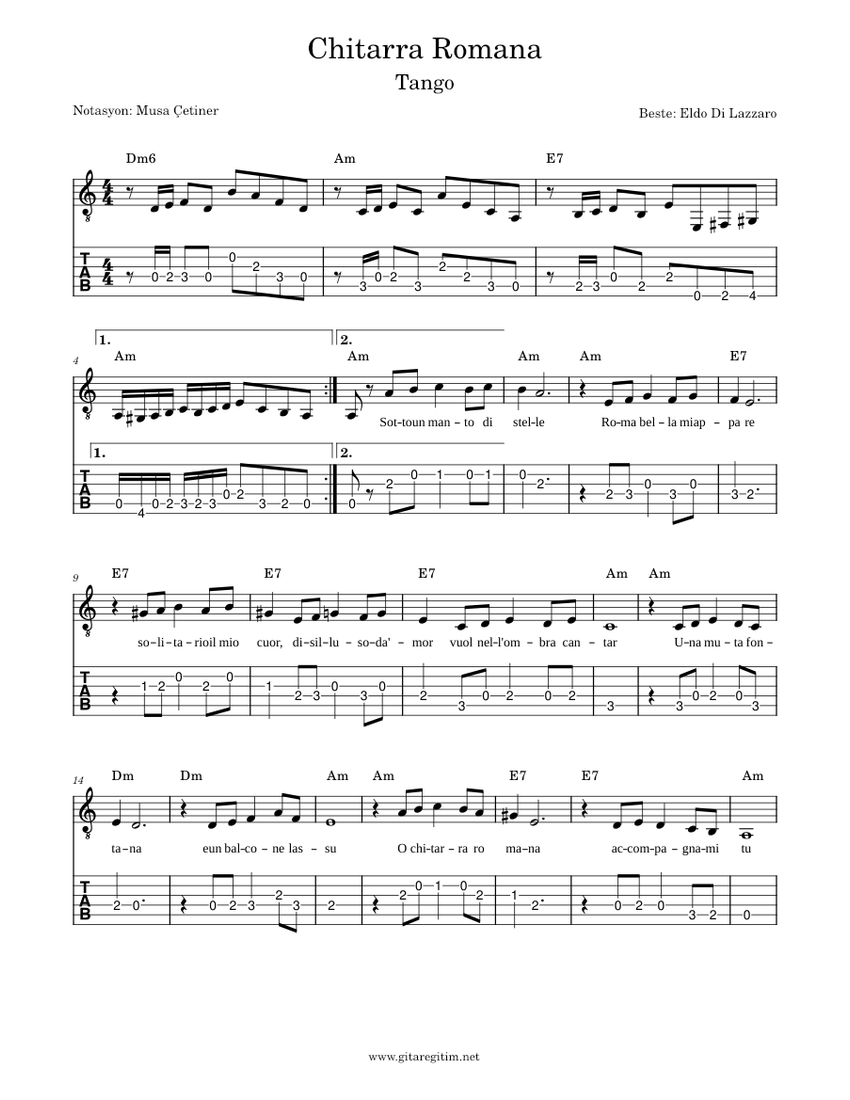 Chitarra Romana Sheet music for Guitar (Solo) | Musescore.com