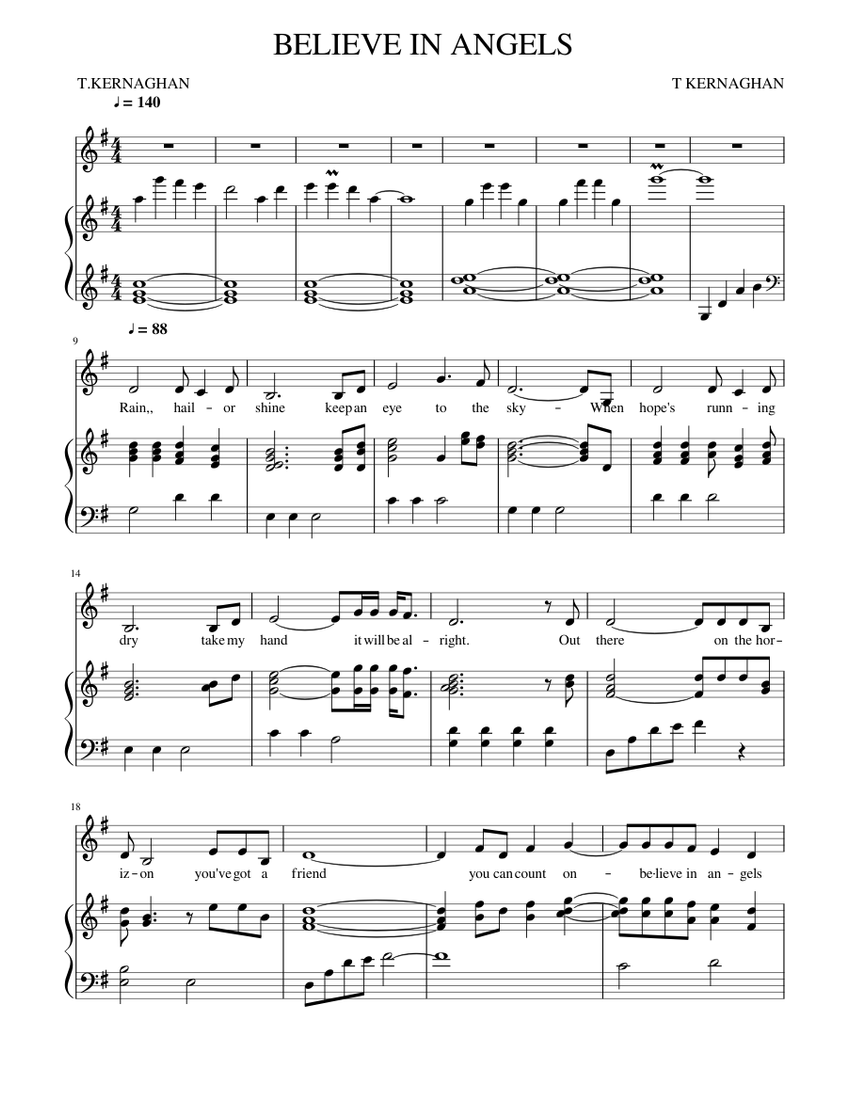BELIEVE IN ANGELS 6 Sheet Music for Piano, Vocals (Piano-Voice ...