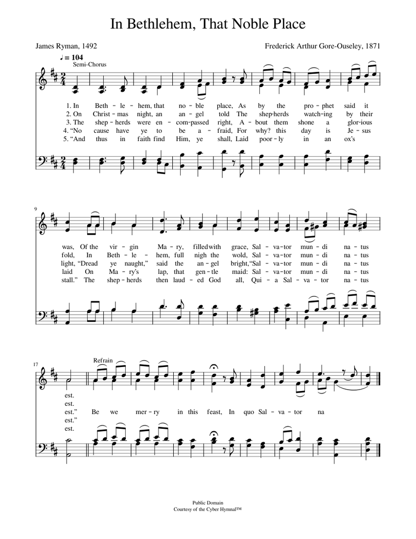 In bethlehem, that noble place - Frederick A. G. Ouseley Sheet music ...